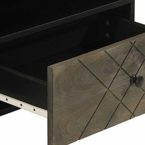 Tv Skříňka Černá 80 X 33 X 46 Cm Masivní Mangovníkové Dřevo