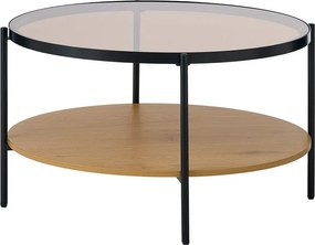 Kulatý konferenční stolek se skleněnou deskou v přírodní barvě ø 84 cm Hassel – Unique Furniture