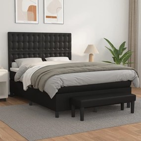 Box spring postel s matrací černá 140x200 cm umělá kůže
