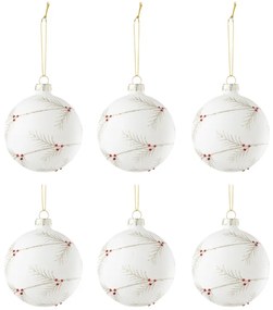 OnaDnes -20% Set šesti bílých skleněných vánočních ozdob J-Line Dore 8 cm