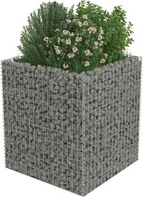Gabionový vyvýšený záhon pozinkovaná ocel 90 x 90 x 100 cm 143556