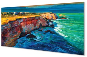 akrylový obraz Mořská oblohy skály 125x50 cm