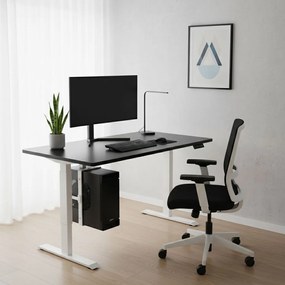 Výškově nastavitelný stůl OfficeTech D, 120 x 80 cm, bílá podnož, černá