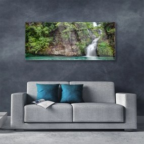 akrylový obraz Vodopád Skála Příroda 125x50 cm