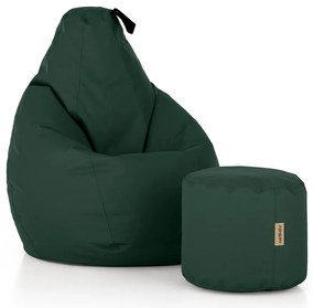 SakyPaky sedací set Hruška s taburetem  lahvově zelená