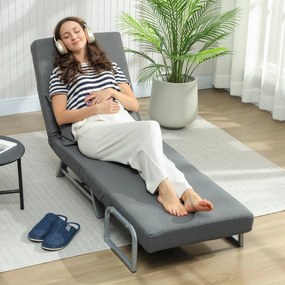 HOMCOM Rozkládací křeslo, čalouněné křeslo, přeměnitelné na postel pro hosty, ergonomické, tmavě šedé