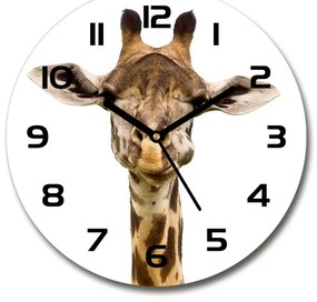 Wallmuralia Skleněné nástěnné hodiny kulaté Žirafa fi 30 cm
