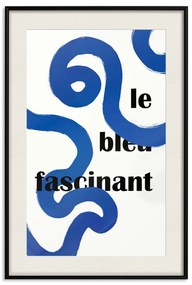 Plakát Fascinující modrá - abstraktní linie propletené s nápisy