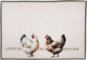 6ks béžové prostírání se slepičkami Barnyard Chicken - 48*35 cm