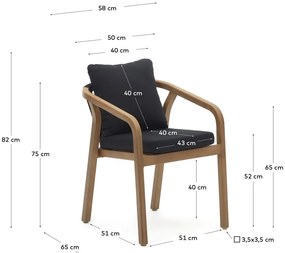 Černé/v přírodní barvě dřevěné/polstrované zahradní židle v sadě 4 ks Malaret – Kave Home