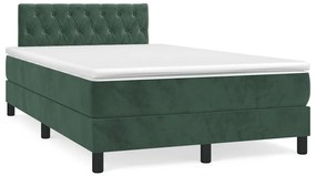 Box spring postel s matrací a LED tmavě zelená 120x190 cm samet 3270174