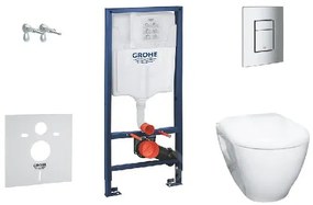 Grohe Solido - Set předstěnové instalace, klozetu Bau Ceramic a sedátka softclose, tlačítko Skate Cosmopolitan, chrom 38528SET-KH