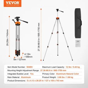 Laser Level Stativ ¼ x 20 závit 69,5–173 cm Nastavení výšky