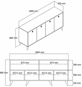 Skříňka Elite Walnut and Black Marble
