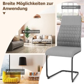 Costway Sada 4 moderních jídelních židlí bezruká kuchyňská židle se šikmým