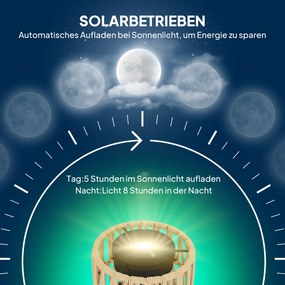 Solární stojací lampa Ratanové solární lampy se světelným senzorem 3 světla Automatické v boho stylu IP44 Odolné proti stříkající vodě