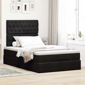 Osmanský rám postele s matracemi černý 120x200cm samet 3313537