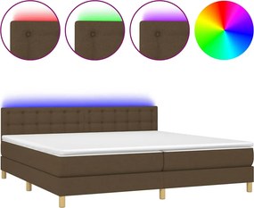 Box spring postel s matrací a LED tmavě hnědá 200x200 cm textil 3134064