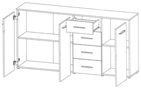 Sconto Komoda ALVA 05 bílá/dub sonoma