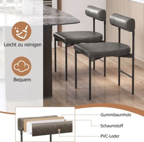 Costway Sada 2 jídelních židlí Kuchyňské židle vyrobené z PVC kůže