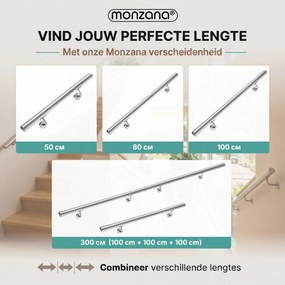 Monzana Zábradlí sada 3 ks nerezová ocel 4,2 × 300 cm