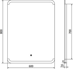 Mexen Nida, LED koupelnové zrcadlo s podsvícením 60x80 cm, 6000K, ochrana proti zamlžování, 9806-060-080-611-00