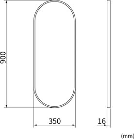 Erga Oval, oválné zrcadlo 35x90cm, zlatý rám, ERG-V01-OVAL-3590-GD