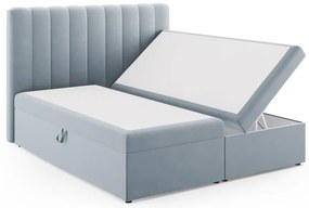 Světle modrá boxspring postel s úložným prostorem 180x200 cm Gina – Milo Casa