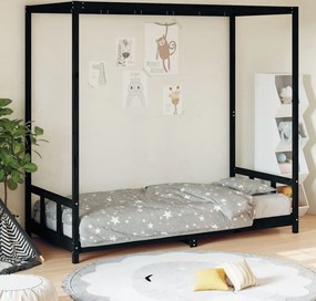 vidaXL Dětská postel 90 x 190 cm masivní borové dřevo [834516] Barva: Černá