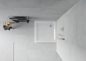 Mexen Flat čtvercový sprchový kout slim 70 x 70 cm, bílý, sifon chrom - 40107070
