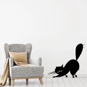Živá Zeď Samolepka na zeď Naježená kočka Barva: černá