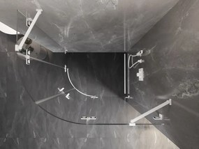 Mexen Lunar, pravý půlkruhový sprchový kout 100 x 80 cm, 8mm čiré sklo, bílý profil, 833-100P-080L-20-00