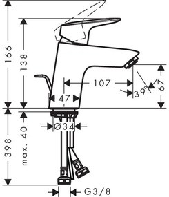 Hansgrohe Logis Umyvadlová baterie 70 LowFlow s výpustí 71078000