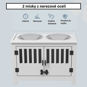 PawHut Miska na krmení pro psy se skříňkou, bílá D08-054V00WT