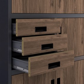 Kovová kancelářská skříň se sejfem antracitová, ořech, 900x1850x400 mm: FILIP II Eco Design
