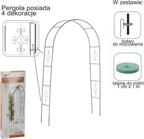 Creative Corner Zahradní pergola kovový oblouk držák pro růže květiny popínavé 240cm zelená