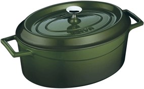 Hrnec lava metal hrnec litinový oválný, zelený, obsah 4,8 l, průměr 29 cm