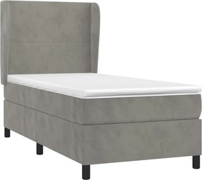 Box spring postel s matrací světle šedá 90x190 cm samet 3129063