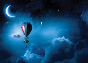 Malvis ® Tapeta Noční obloha s balónem Vel. (šířka x výška): 288 x 200 cm