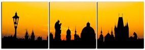 Obraz na plátně - Siluety věží a sochy v Praze - panoráma 5112B (120x40 cm)
