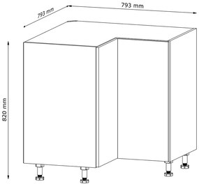 LANGEN bu | dolní skříňka D90N rohová | s úchyty | béžová