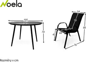 Noela Zahradní jídelní set Wilder + 4x kovová židle Ramada