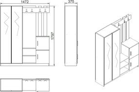 Předsíňová stěna Houseland Visor borovice Atlantic/bílá