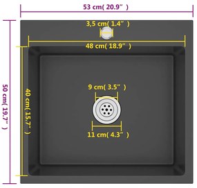 vidaXL Marketos Ručně vyrobený kuchyňský dřez černý nerezová ocel