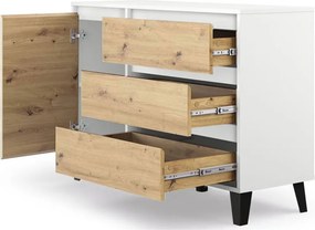 Komoda Borg 1d3s bílá / dub artisan