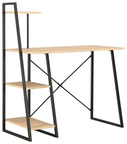 Petromila Psací stůl s poličkami černý a dubový odstín 102 x 50 x 117 cm