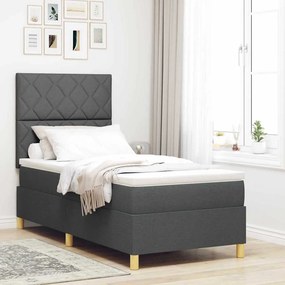 Postel s boxspringem s čelo Tmavě šedá 100 x 200 cm textil 3339673