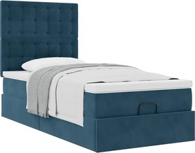 Osmanský rám postele s matracemi tmavě modrá 80x200cm samet 3313581