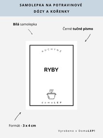 Samolepka na kořenky RYBY bílá 3 × 4 cm tučné písmo