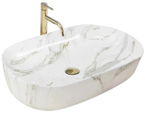 REA-U9656 - Umyvadlo na desku CLEO 41x60,5 cm keramika/dekor mramoru REA-U9656